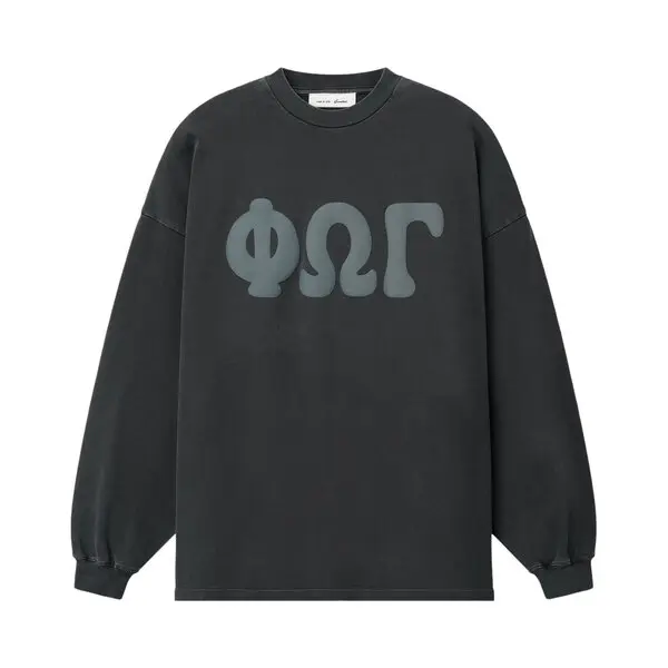 Fear Of God Heavy Jersey Merch Long Sleeve Tee 'washed Iron Grey - Black