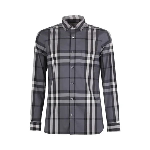 Burberry Check Stretch Cotton Shirt /white/black
