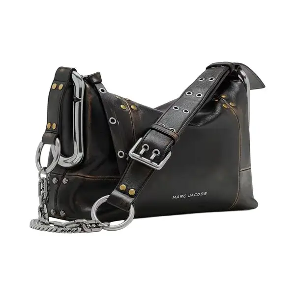 Marc Jacobs Studded Distressed Leather Scene Medium Shoulder Bag /multicolor