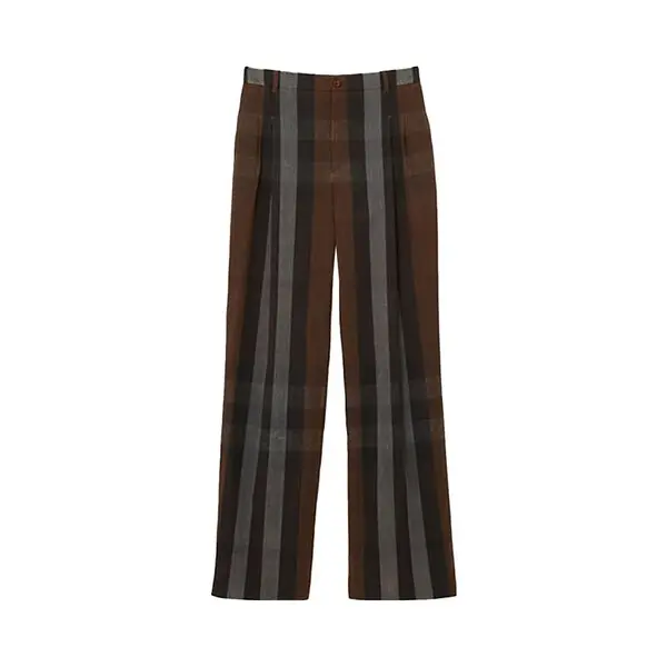 Burberry Wide Leg Check Trousers 'grey