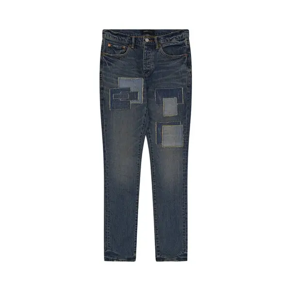 PURPLE BRAND Vintage Square Patch Repair Jeans 'dark Indigo