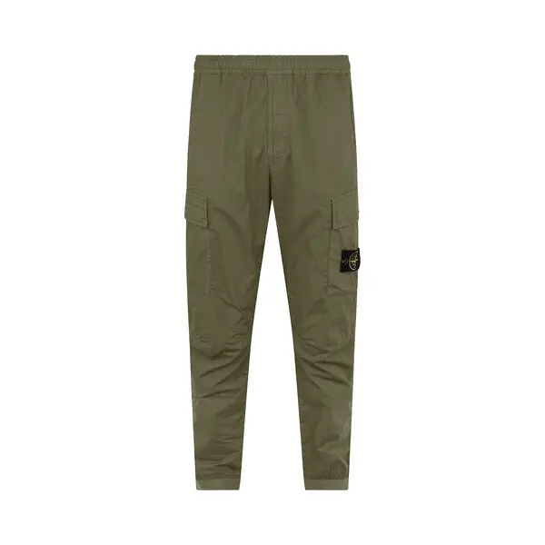 Stone Island Stretch Cotton Cargo Pants 'olive