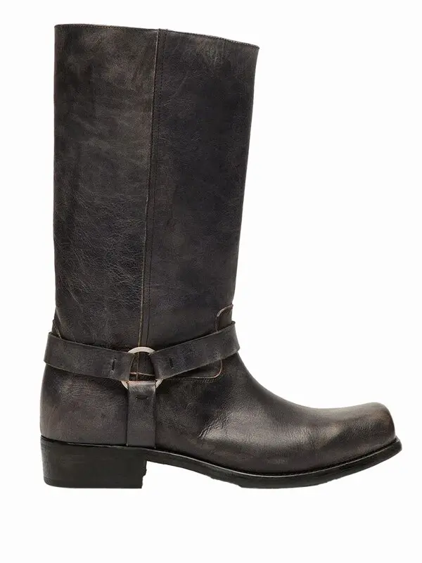 GOLDEN GOOSE High Biker Boots In Leather With Strap And