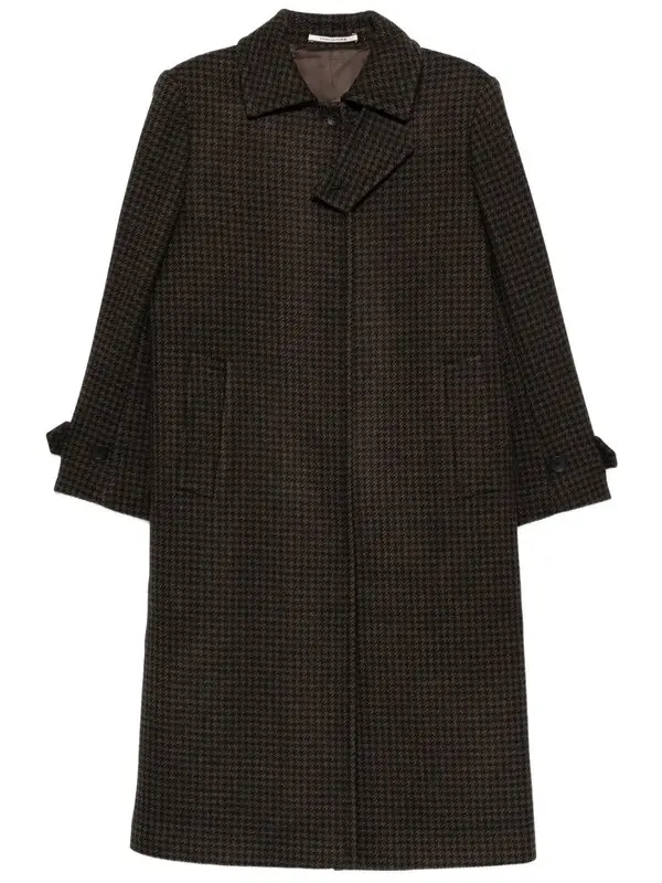 Tagliatore Bethany Wool Coat Houndstooth Pattern - Brown