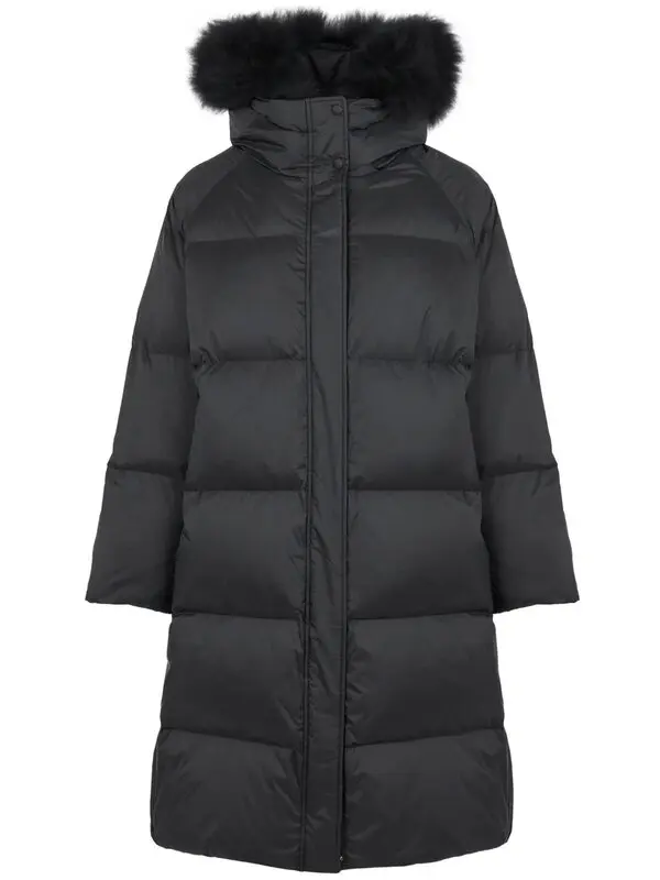 YVES SALOMON Long Down Jacket In Waterproof Technical Fabric With Lamb