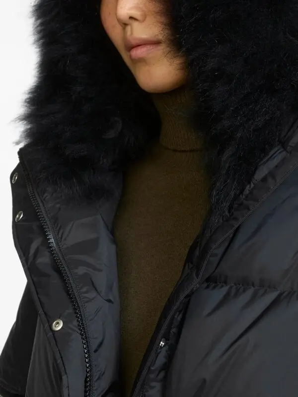 YVES SALOMON Long Down Jacket In Waterproof Technical Fabric With Lamb