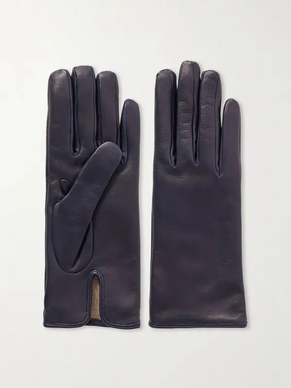 Nour Hammour Leather Gloves - Blue