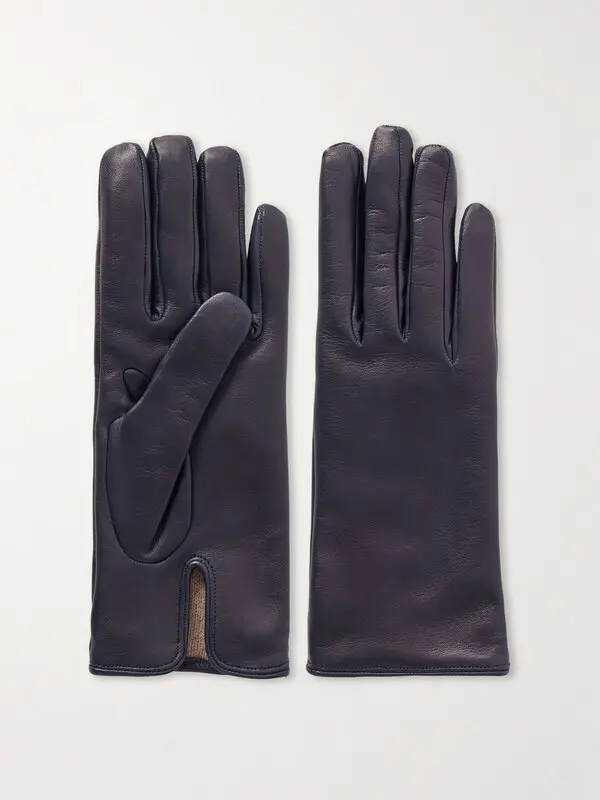 Nour Hammour Leather Gloves - Navy