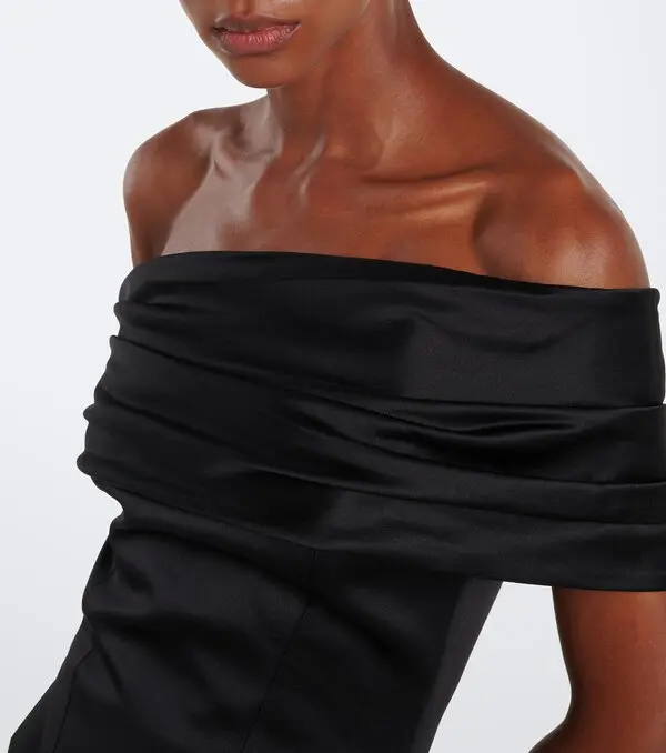Solace London Alta Off-shoulder Satin Bustier Dress