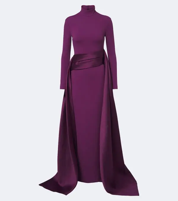 Solace London Olivia Satin-paneled Gown - Purple