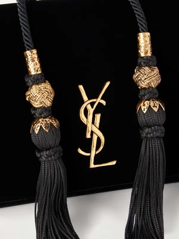 Saint Laurent Kate Tasseled Velour Shoulder Bag