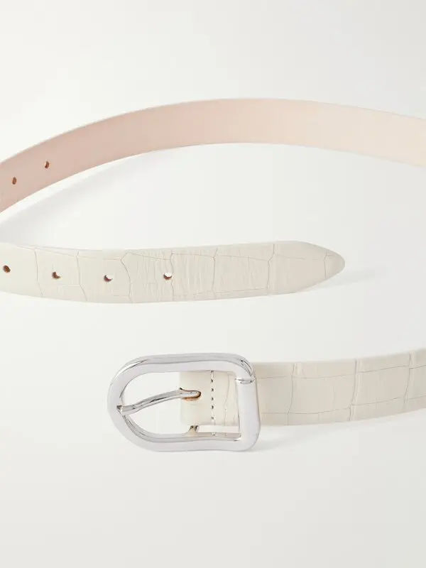 DEHANCHE Mija Embossed Leather Belt - Neutrals