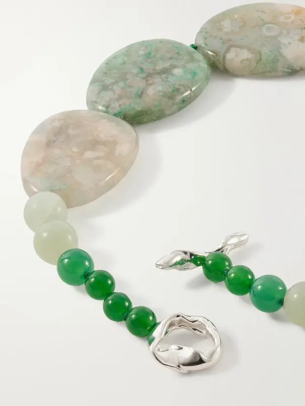 Completedworks Time Will Say Nothing But "i Told You So" Beaded Silver-plated, Calcite And Agate Necklace