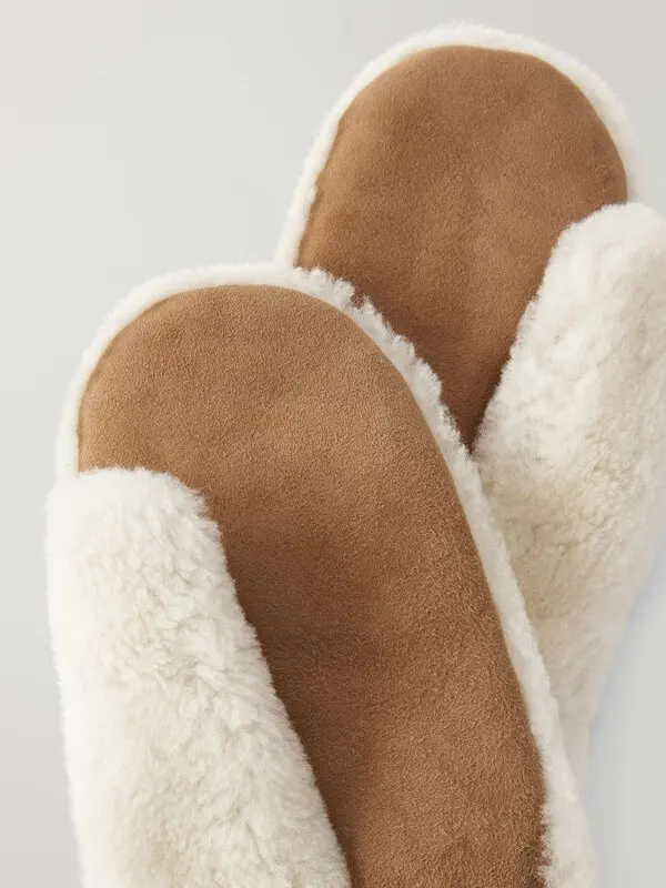 YVES SALOMON Shearling-trimmed Suede Gloves