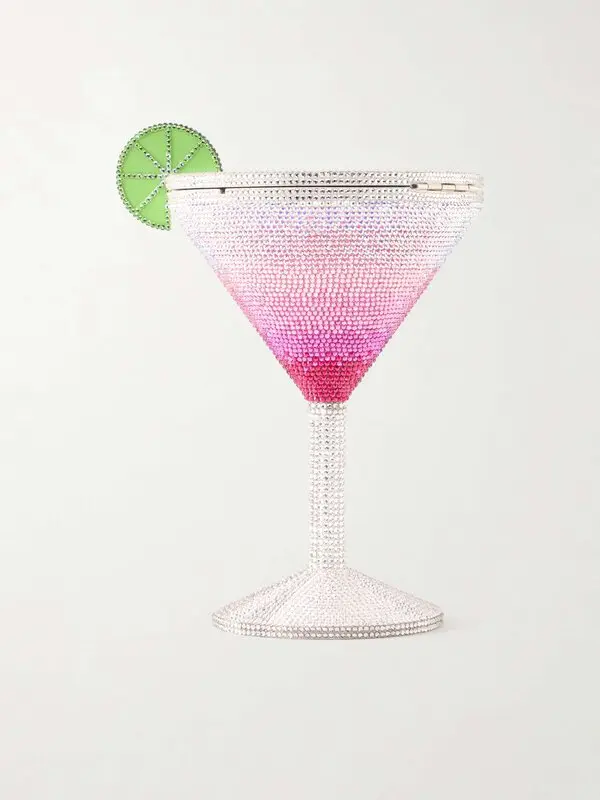 Judith Leiber Cosmopolitan Crystal-embellished Silver-tone Clutch