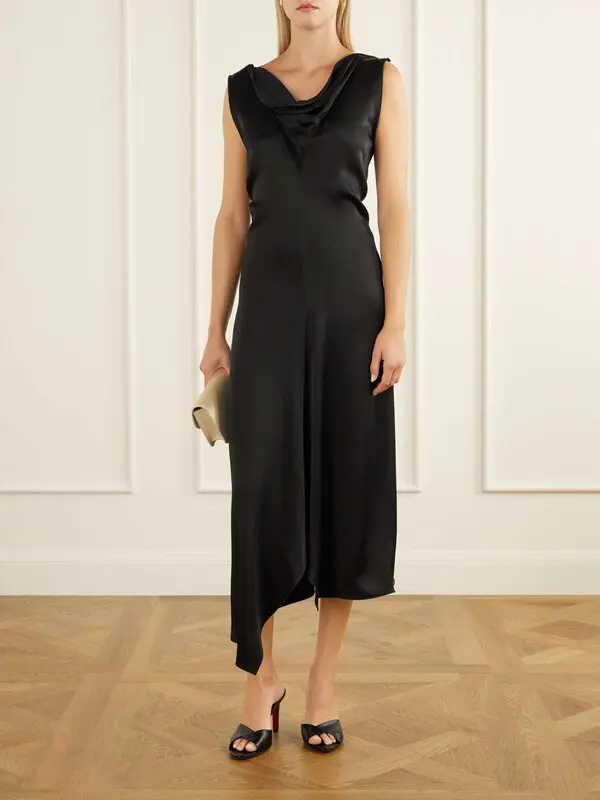Victoria Beckham Draped Satin Midi Dress