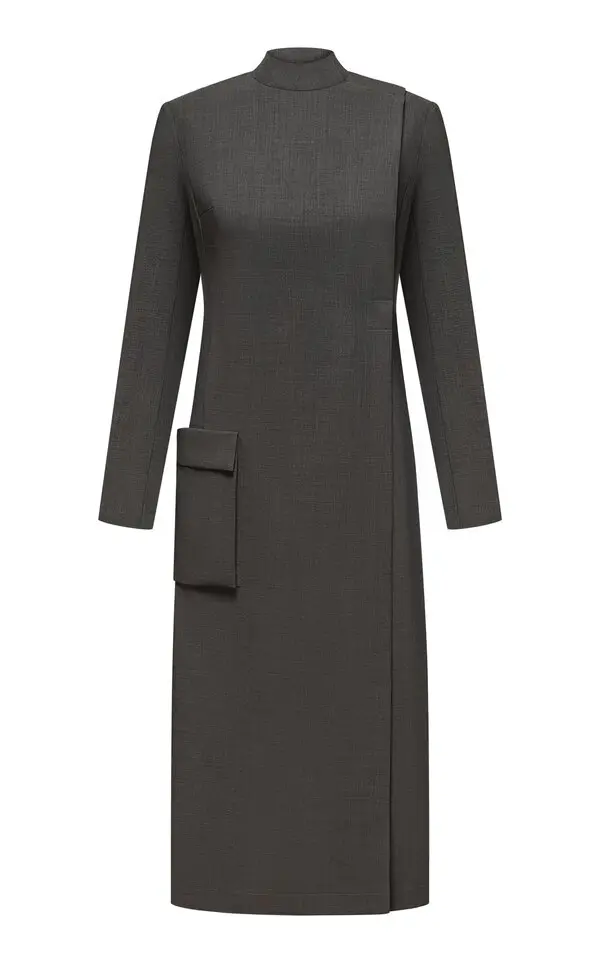 DI STAVNITSER Safari Wool Midi Dress - Grey