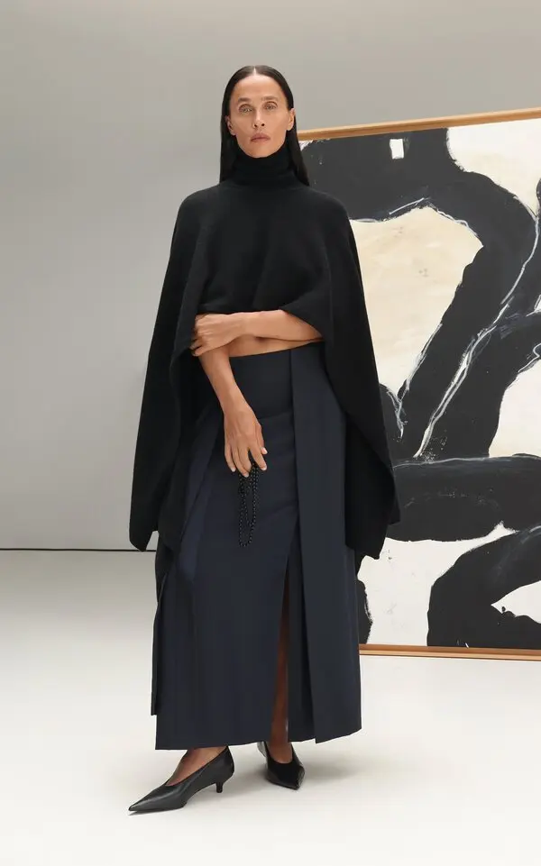 DI STAVNITSER Gentleman Wool Maxi Skirt - Navy