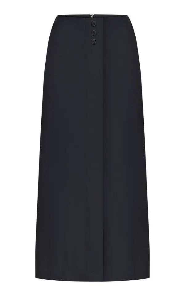 DI STAVNITSER Gentleman Wool Maxi Skirt - Navy