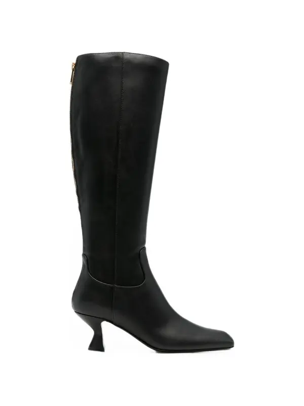 SERGIO ROSSI Leather Heel Boots - Black