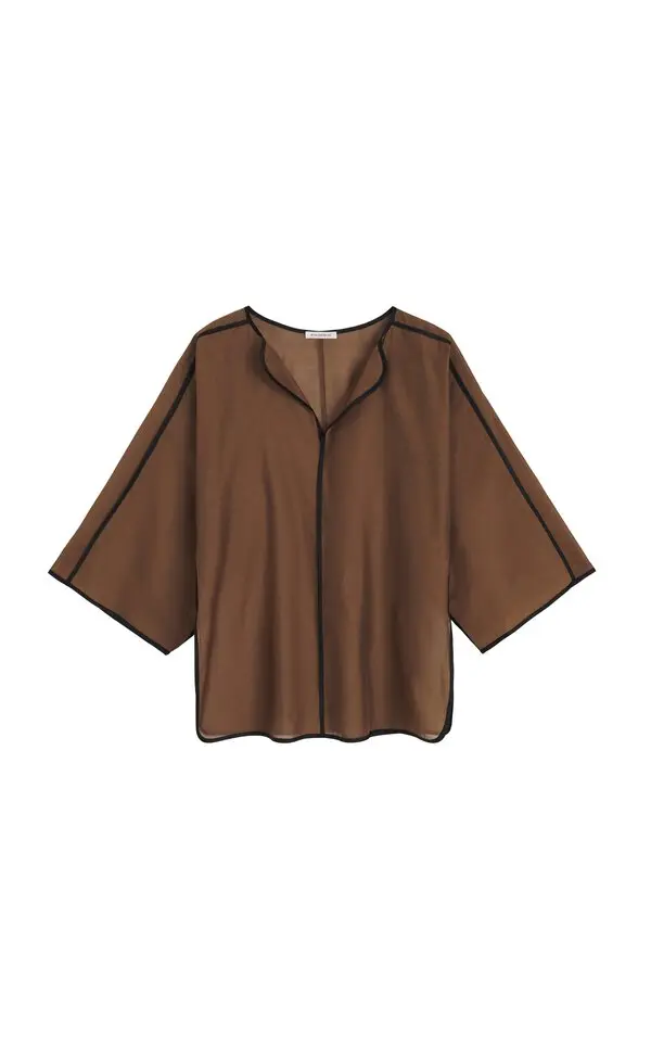 BY MALENE BIRGER Cavia Cotton-silk Top - Brown
