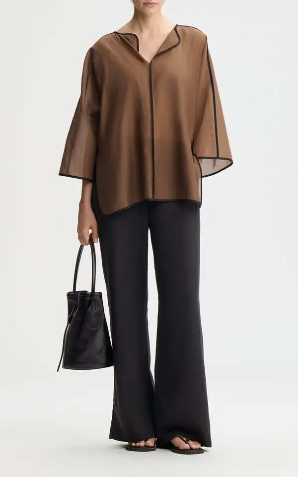 BY MALENE BIRGER Cavia Cotton-silk Top - Brown