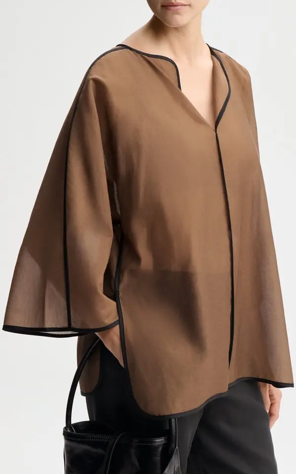 BY MALENE BIRGER Cavia Cotton-silk Top - Brown