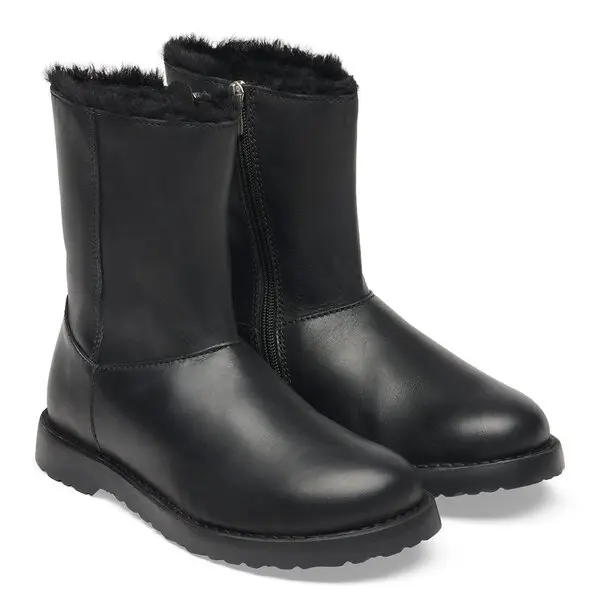 BIRKENSTOCK Uppsala Zip Shearling Natural Leather - Black