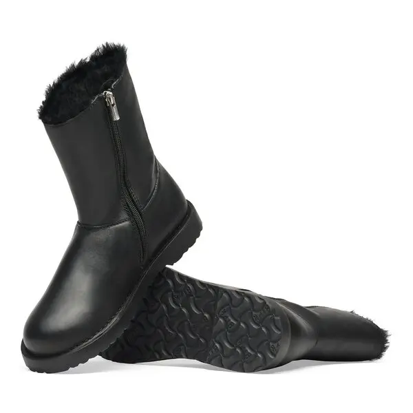 BIRKENSTOCK Uppsala Zip Shearling Natural Leather - Black