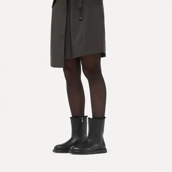 BIRKENSTOCK Uppsala Zip Shearling Natural Leather - Black