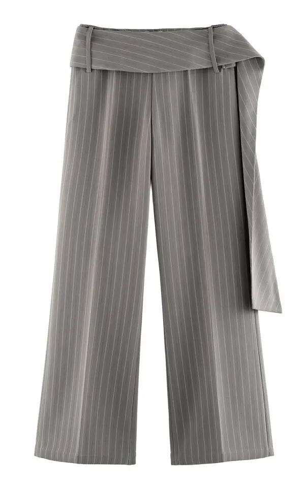 Arakii Striped Wool-blend Belted Pants