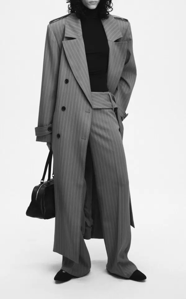 Arakii Striped Wool-blend Belted Pants