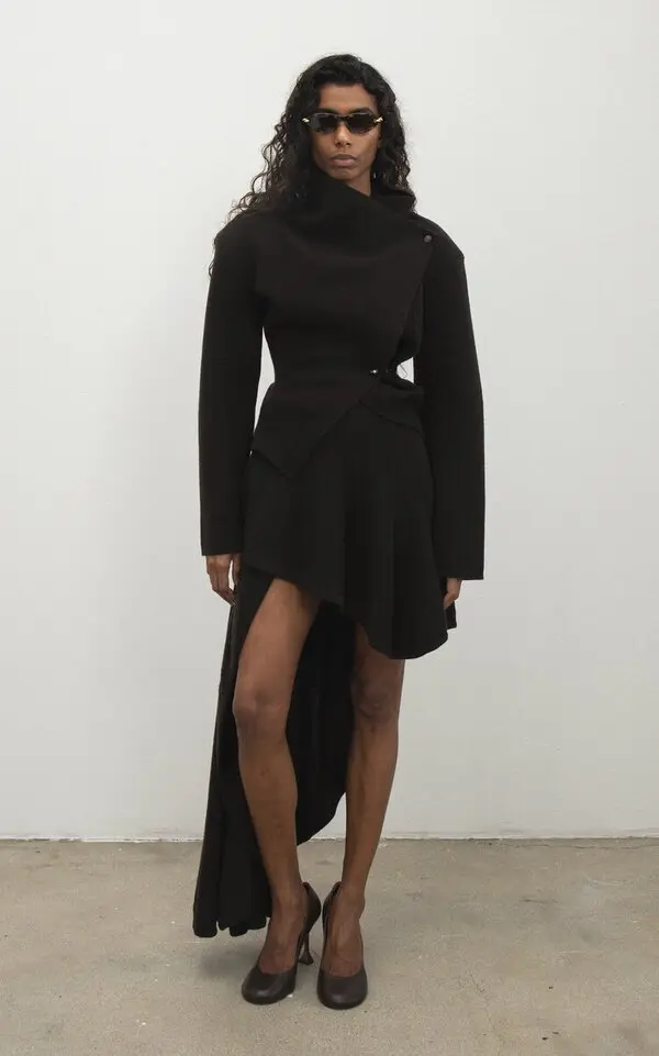 Arakii Asymmetric Pin Merino Wool Blazer