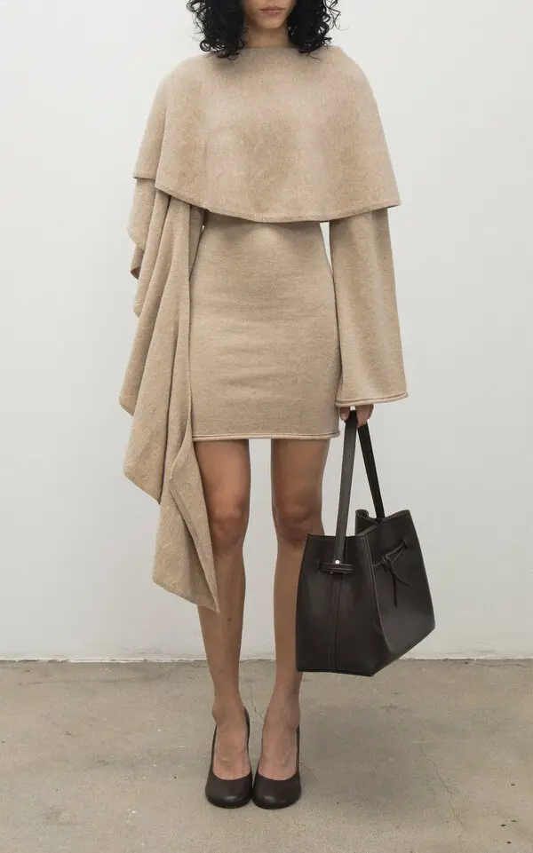 Arakii Ruffled Scarf Wool-blend Mini Dress