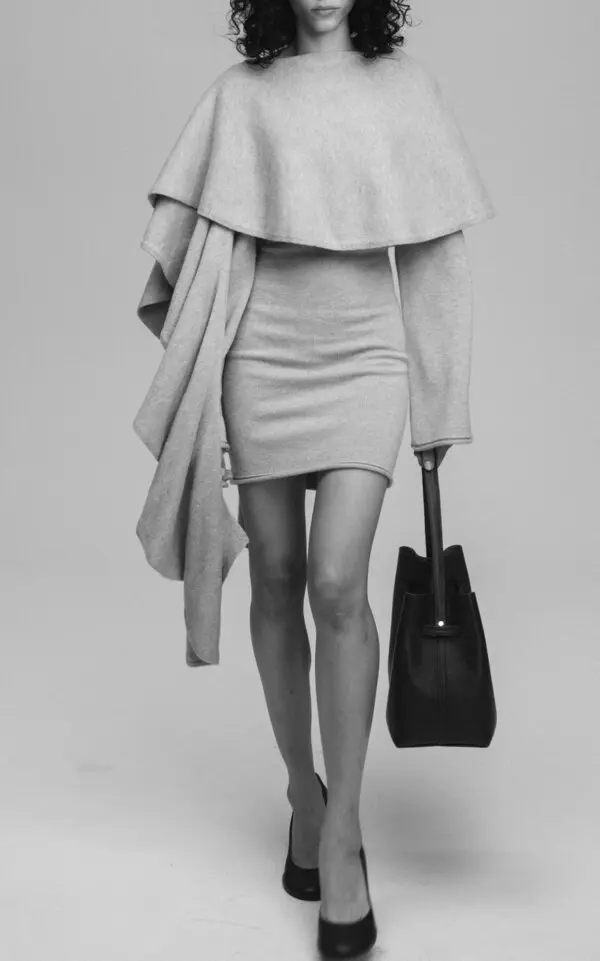Arakii Ruffled Scarf Wool-blend Mini Dress