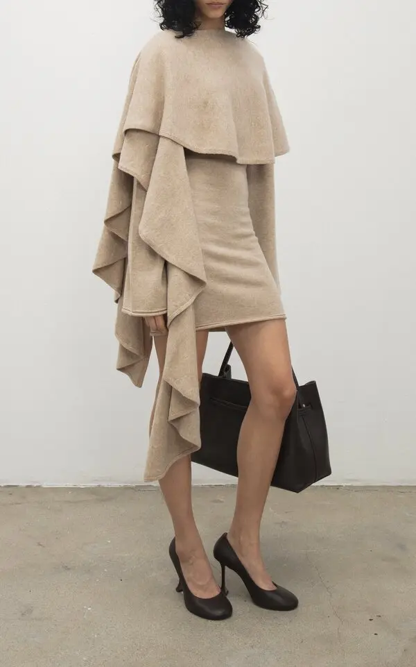 Arakii Ruffled Scarf Wool-blend Mini Dress