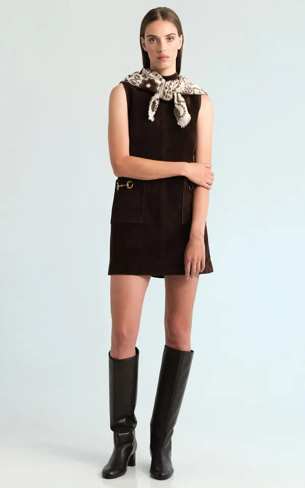 Cara Cara Areeva Lamb Suede Mini Dress