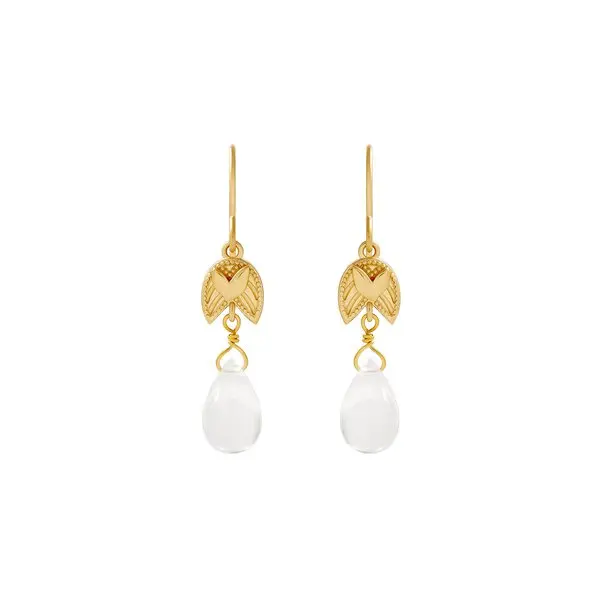 KARMA AND LUCK Awakened Light Quartz Lotus Earrings - Gold