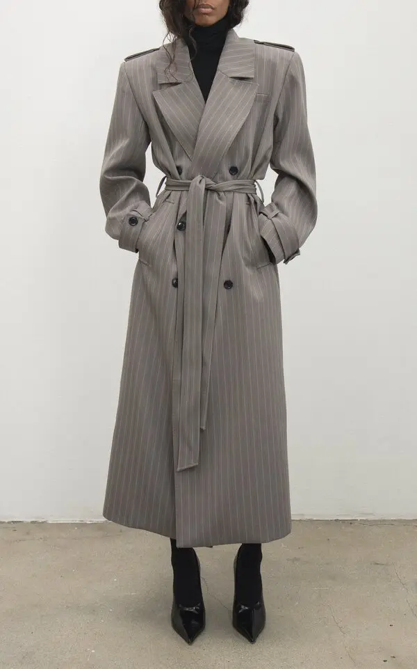 Arakii Striped Wool-blend Structured Coat