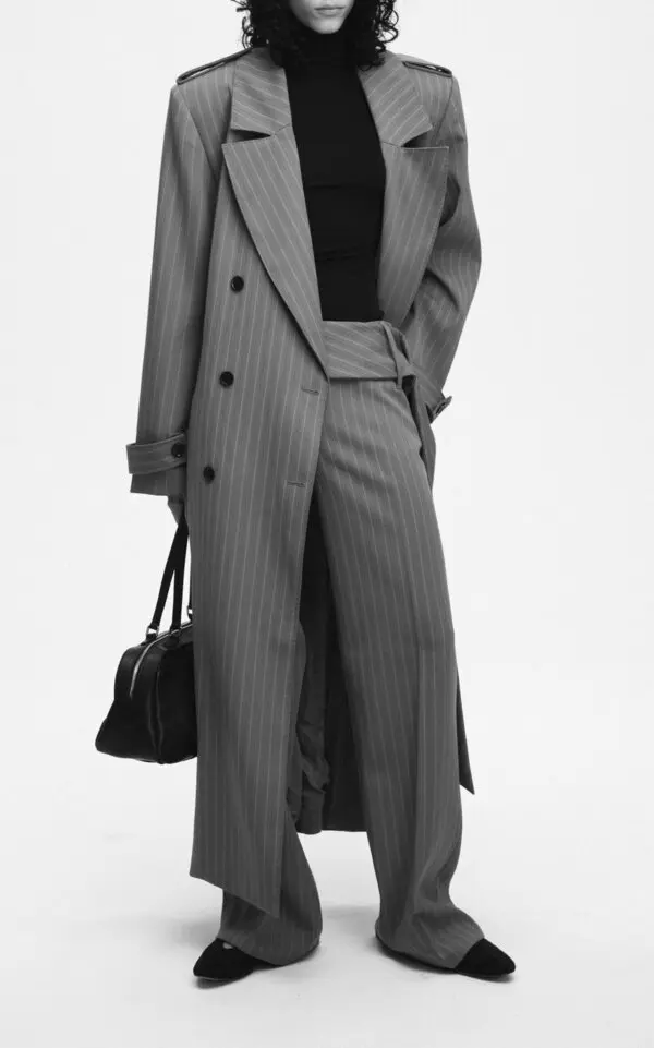 Arakii Striped Wool-blend Structured Coat