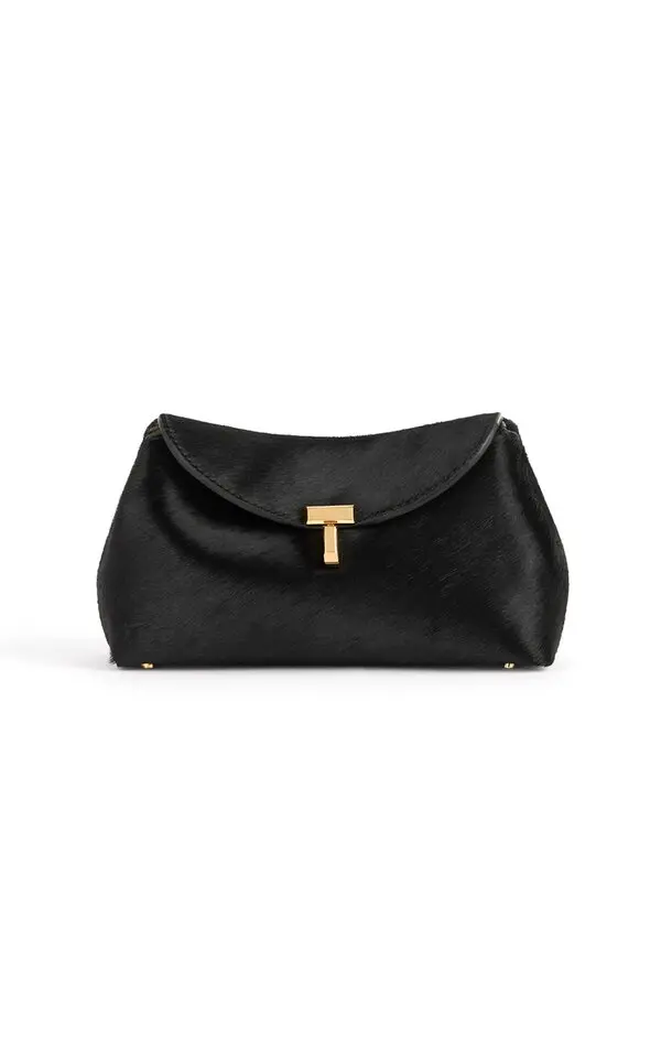 TOTEME Mini T-lock Pony Hair Clutch - Black