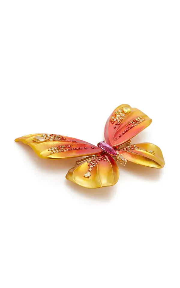 ANABELA CHAN Magma Butterfly 18k Yellow Gold Sapphire Brooch