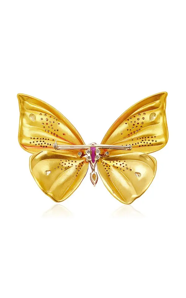 ANABELA CHAN Magma Butterfly 18k Yellow Gold Sapphire Brooch