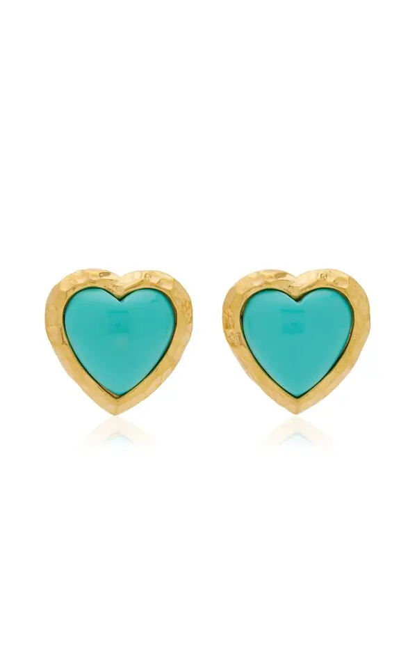 ANABELA CHAN Heart 24k Gold And Aluminum Earrings - Turquoise