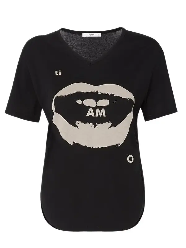 Fendi I Love You" Crew Neck Graphic T-shirt - Nero