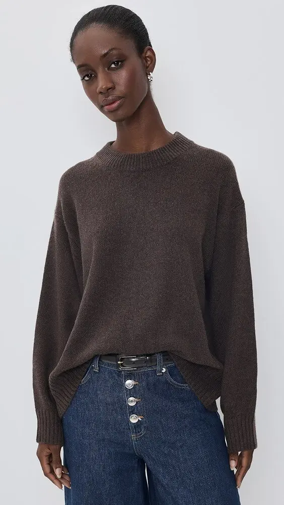 REFORMATION Cove Cashmere Oversized Crew Sweater - Compost