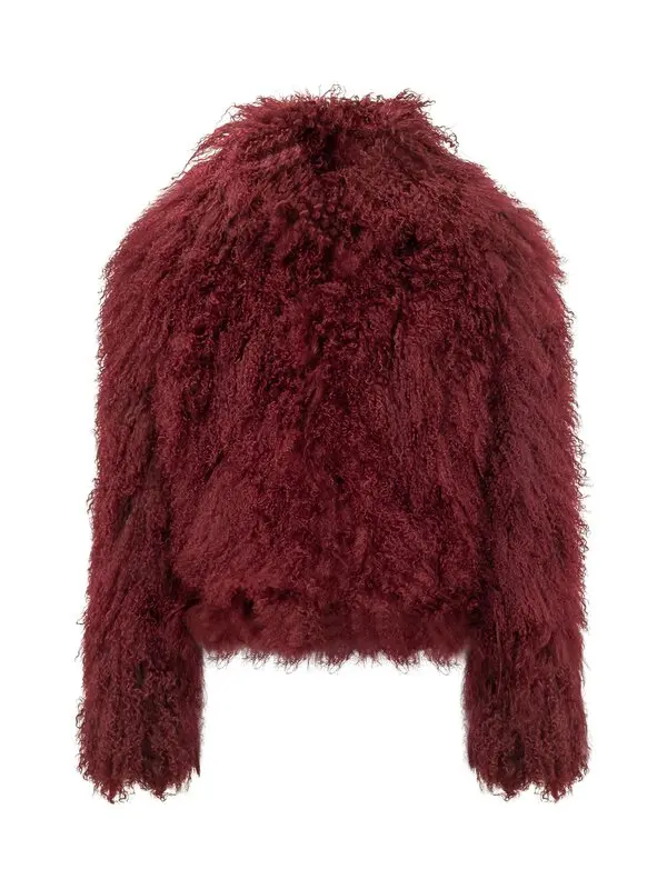 MARTHA LOUIS Mongolian Shearling Jacket With Neck