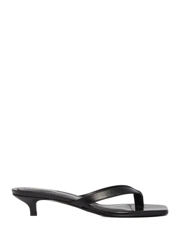 TOTEME Leather Thong Kitten Heel Sandals - Black