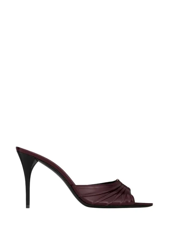 Saint Laurent Gathered Mule Sandals With 9cm Heel - Bordeaux
