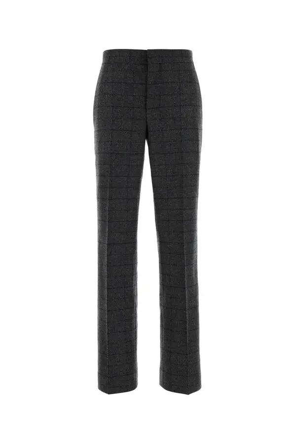 Moschino Embroidered Virgin Wool Pants For - Checked